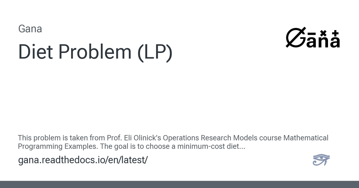 Diet Problem (LP) — Gana